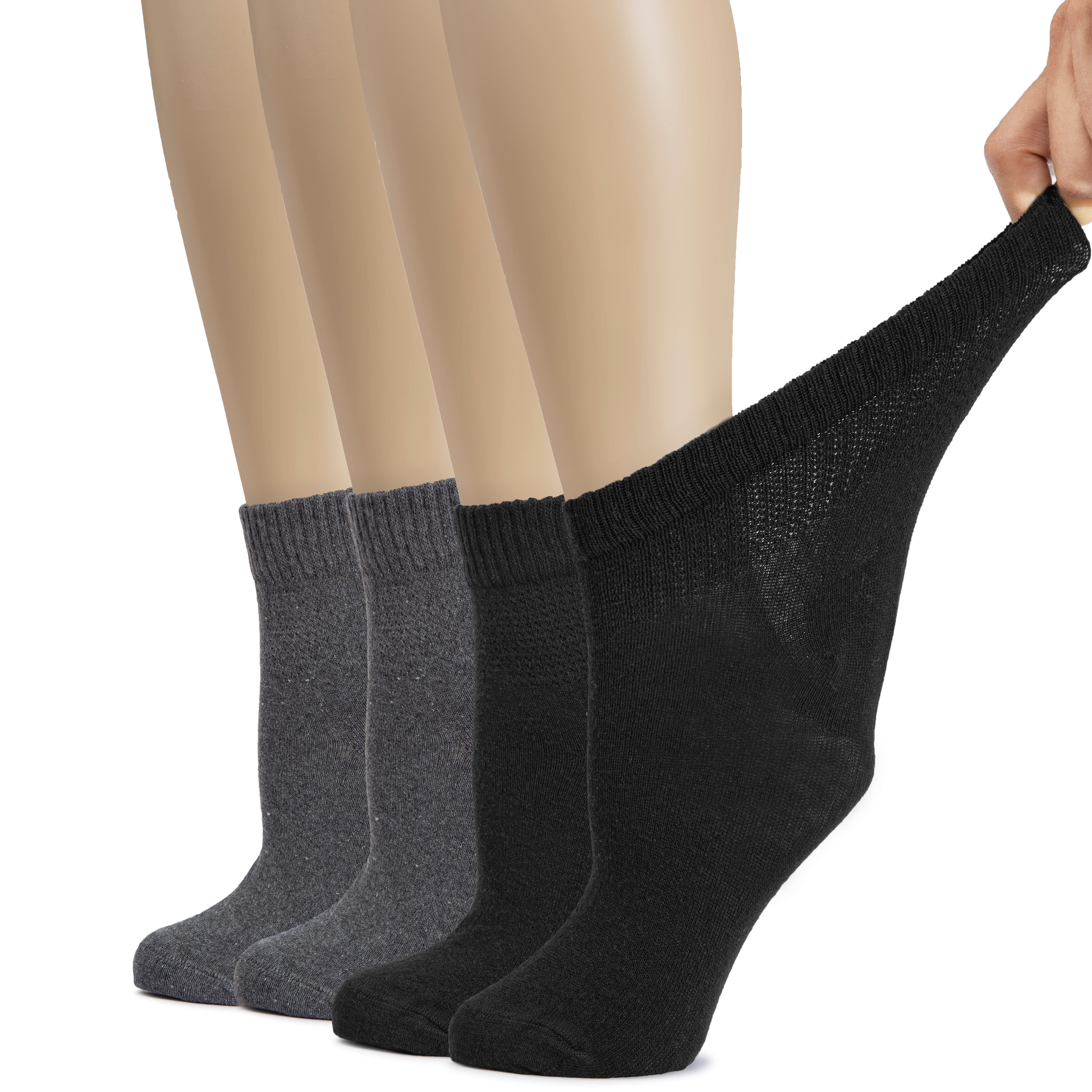 Women s Cotton Diabetic Ankle Socks for Comfort 4 Pairs Hugh Ugoli Socks